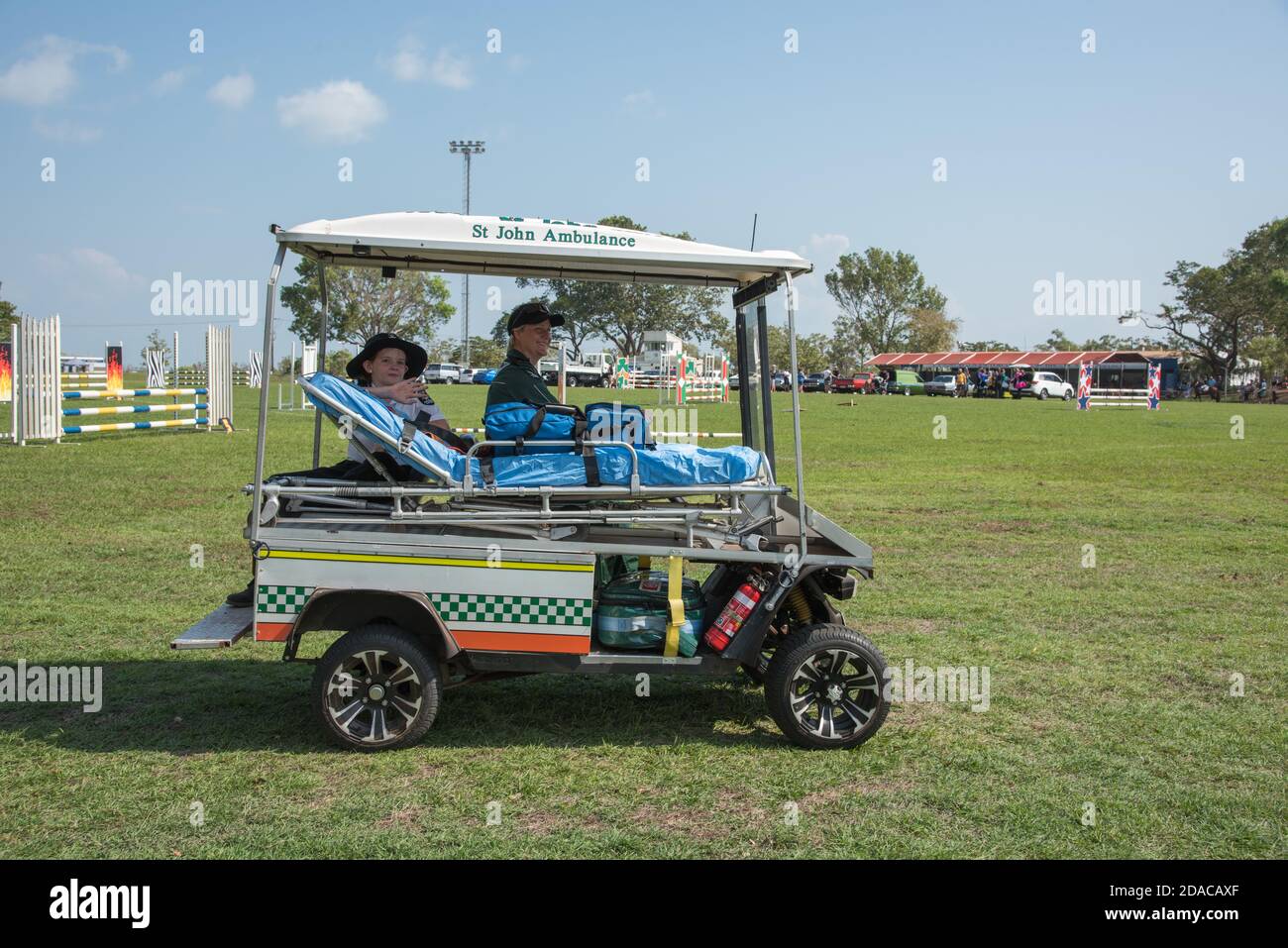 Darwin, NT, Australia-July 27,2018: Two volunteers riding in the St ...