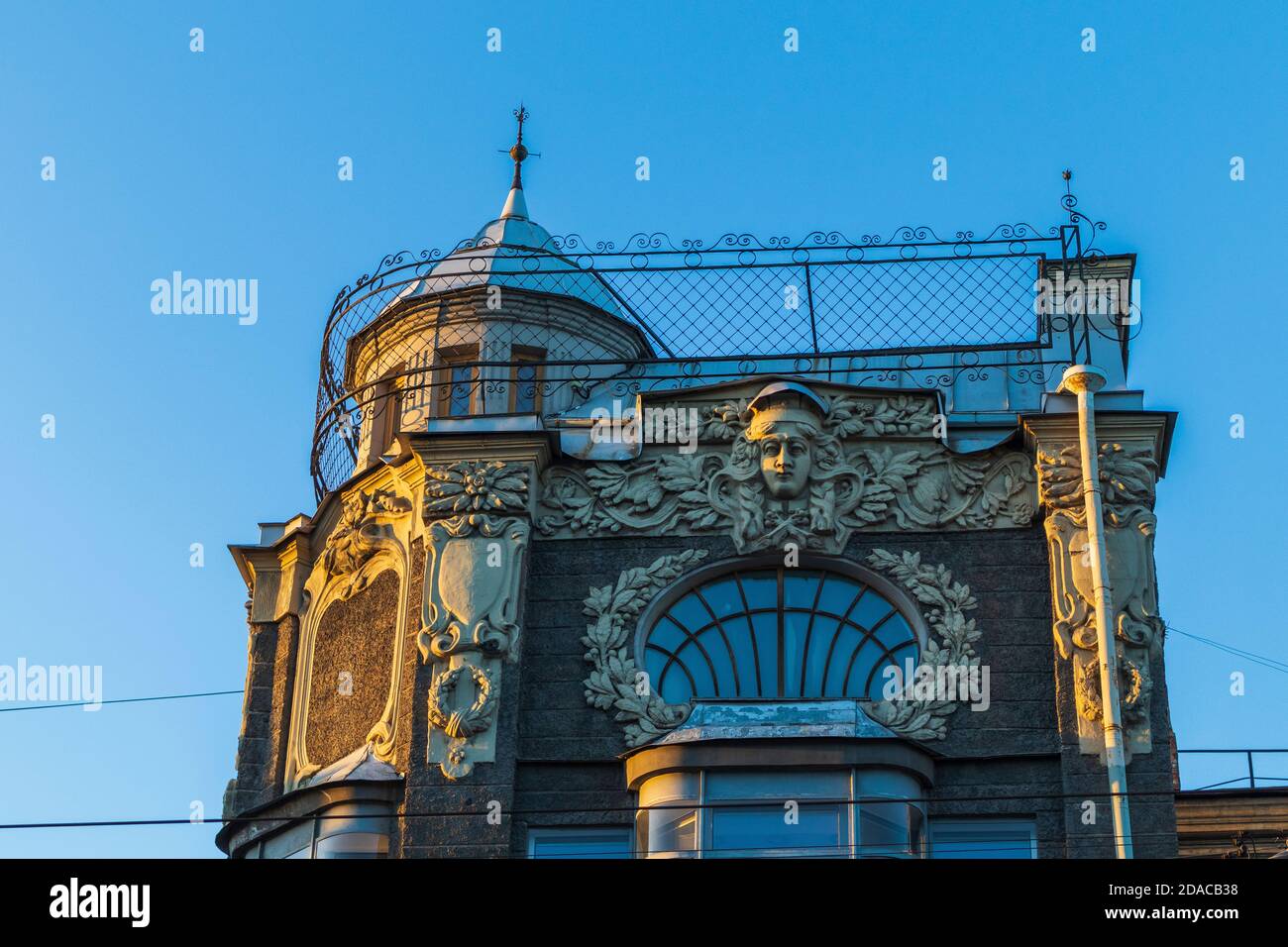 roof of a house with a tower in the architectural style of modern Stock ...