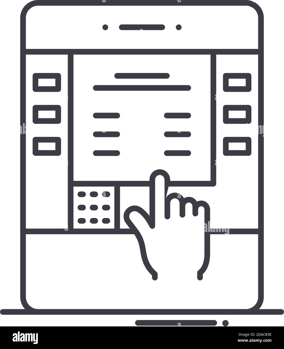 Automatic teller machine icon, linear isolated illustration, thin line ...