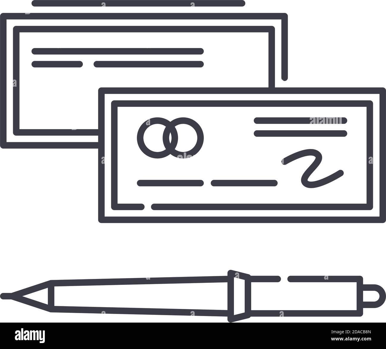 Bank check icon, linear isolated illustration, thin line vector, web ...