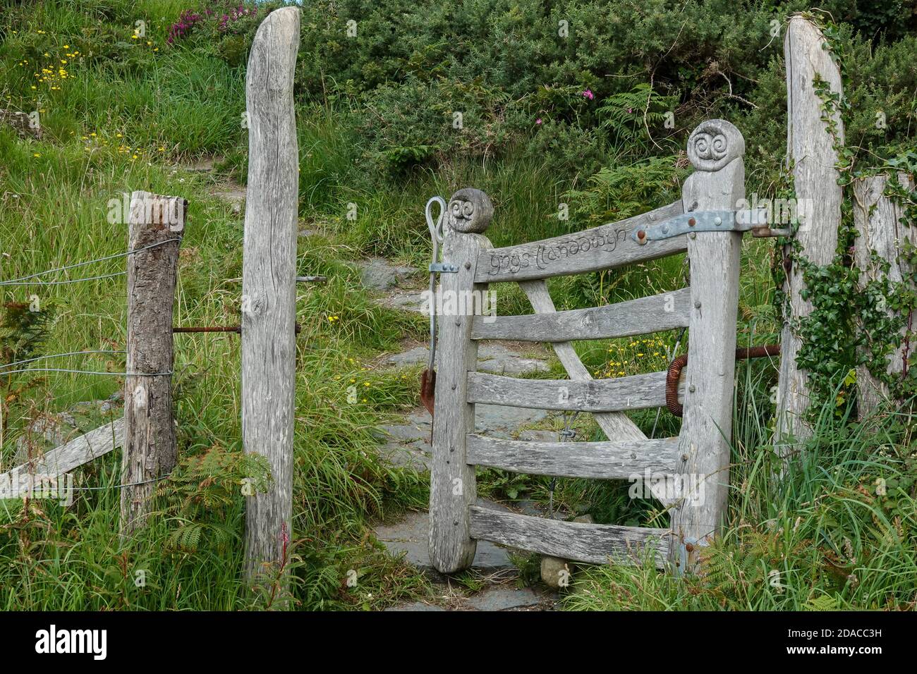 Gate on Llanddwyn island, Anglesey Stock Photo - Alamy