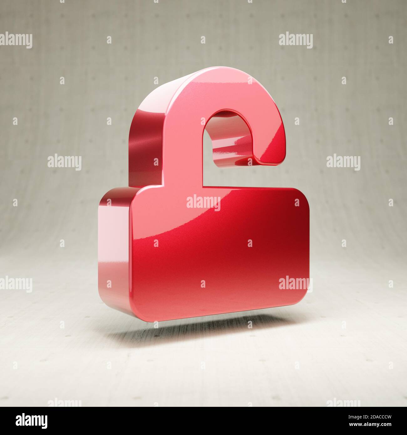 Unlock icon. Gold glossy University symbol isolated on white concrete ...