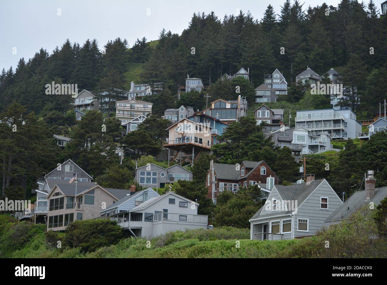 Beach Houses on a Hillside Stock Photo - Alamy