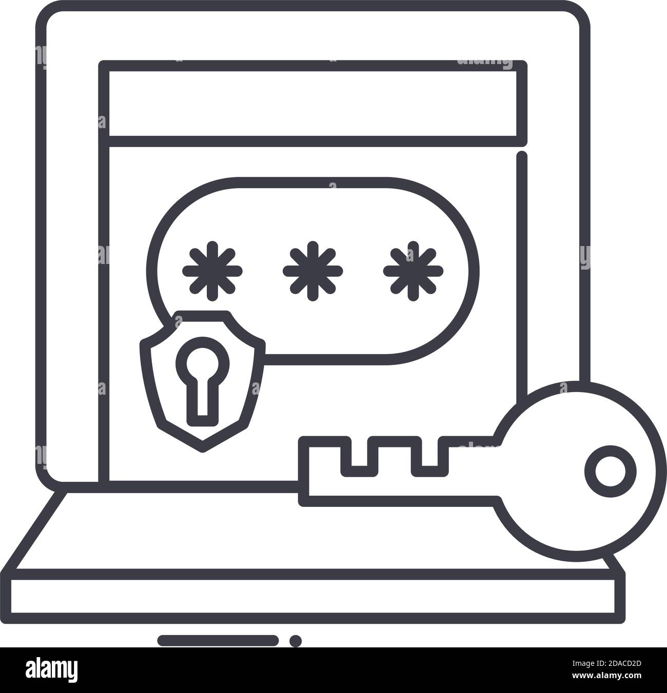 Authentication icon, linear isolated illustration, thin line vector ...