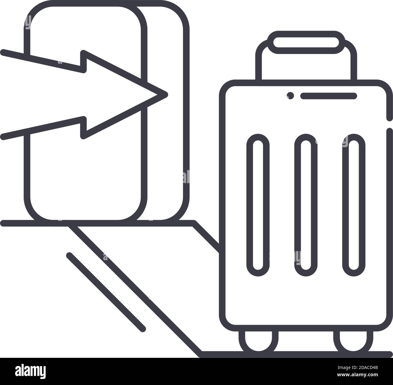 Baggage claim icon, linear isolated illustration, thin line vector, web design sign, outline ...