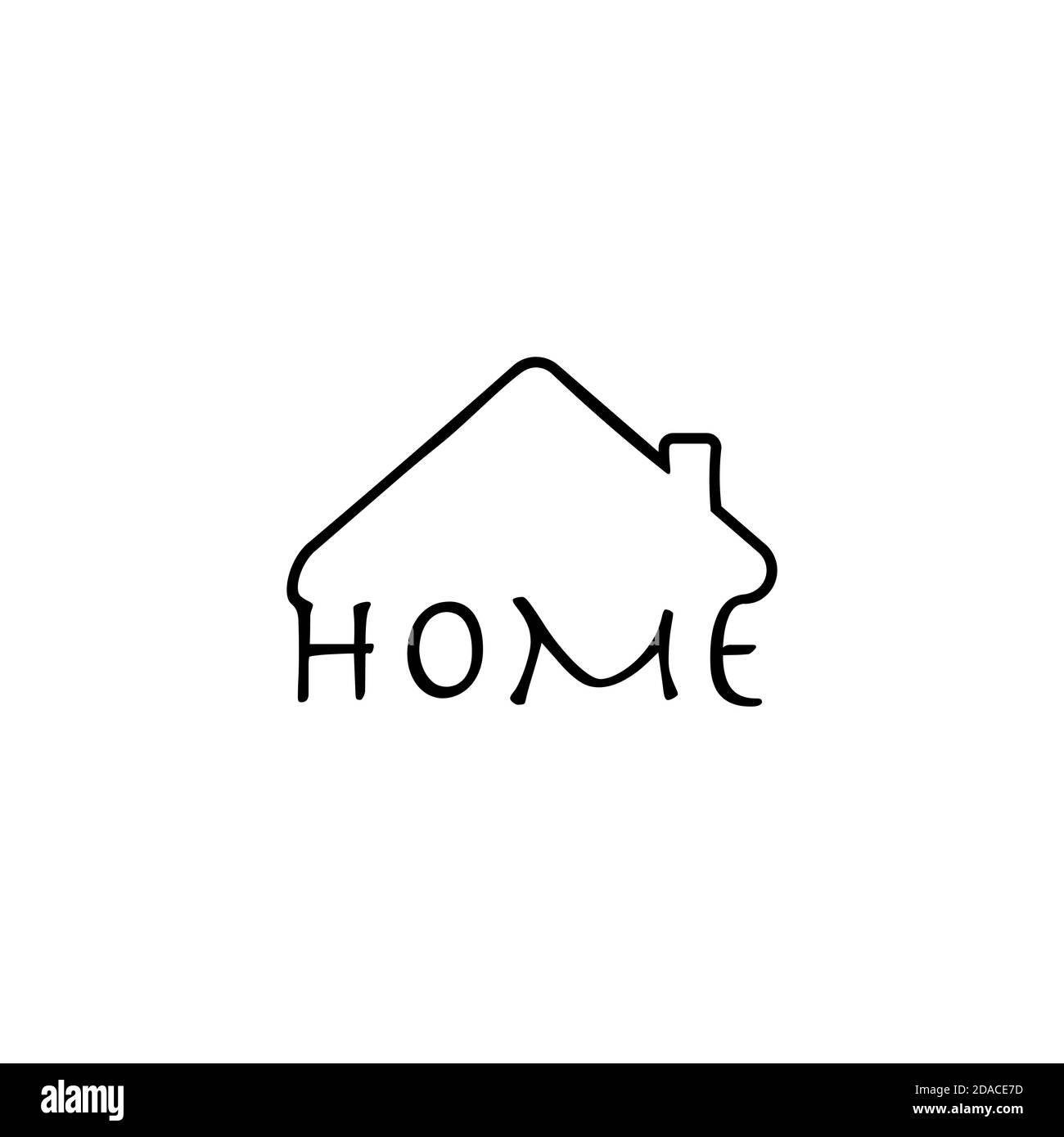Linear house silhouette typography logo design. Stock vector ...