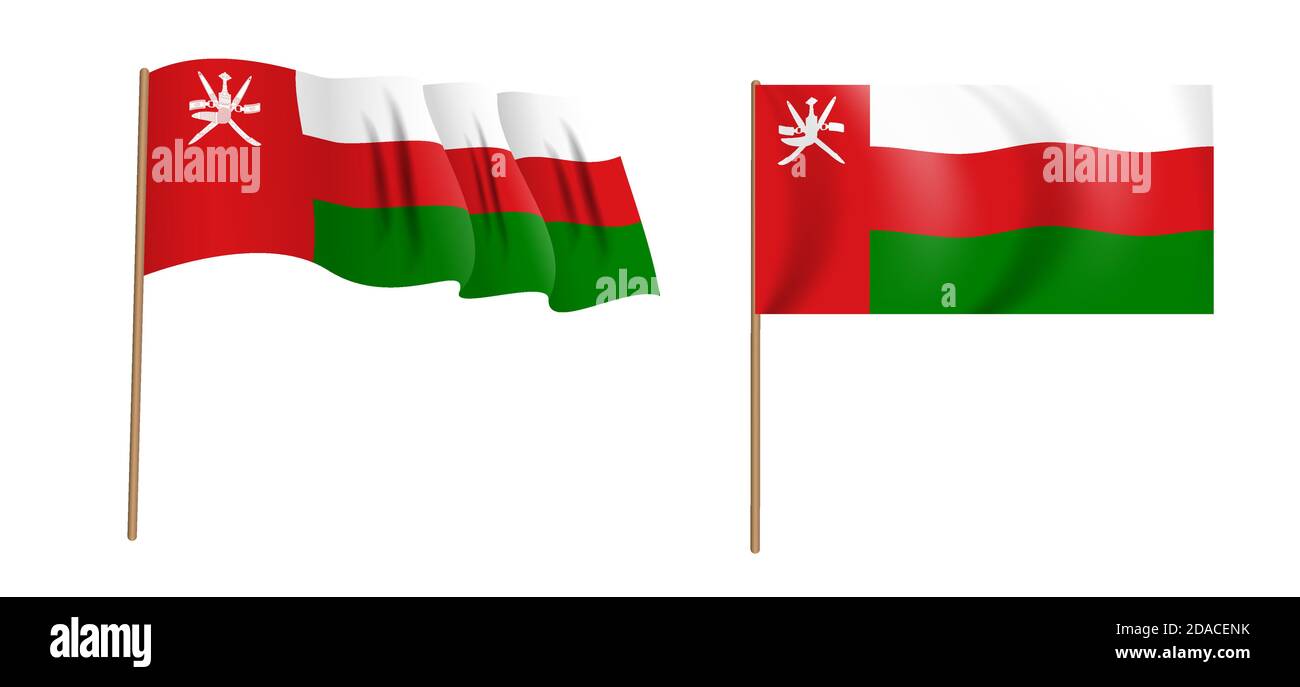 colorful naturalistic waving flag of the Sultanate of Oman. Vector ...
