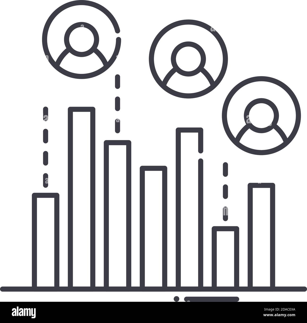 Audience segments icon, linear isolated illustration, thin line vector, web design sign, outline ...