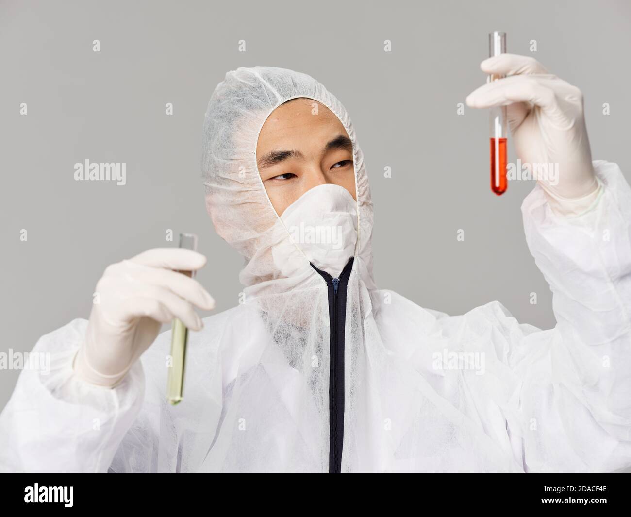 Asian male male protective clothing laboratory drug development Stock ...