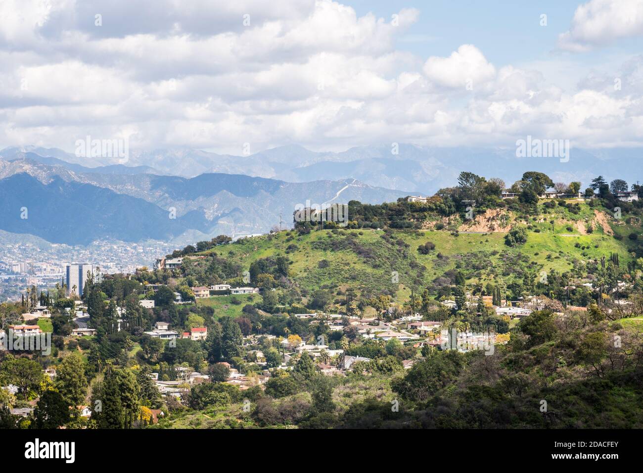 Beautiful scenic view of Los Angeles from Hollywood Hills and Sunset ...