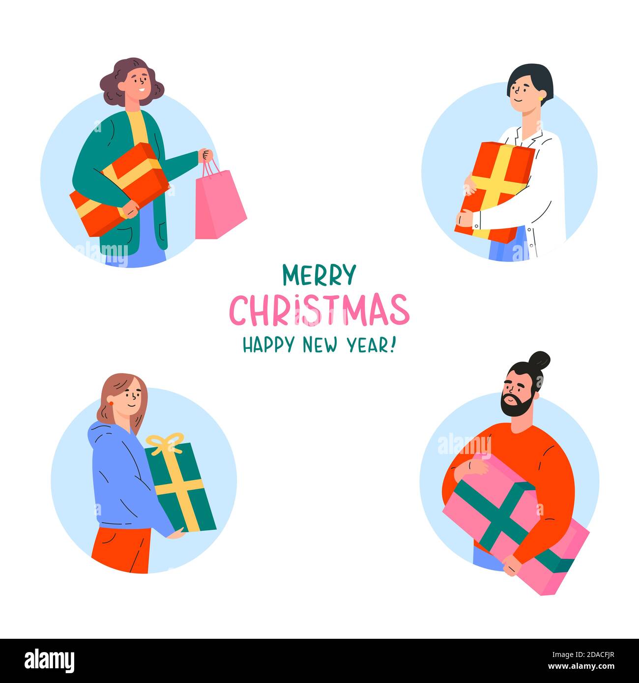 People with gifts set Stock Vector Image & Art - Alamy