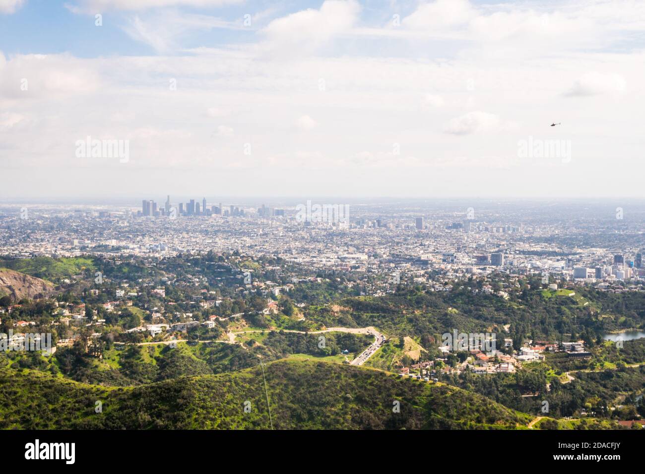 Beautiful scenic view of Los Angeles from Hollywood Hills and Sunset ...