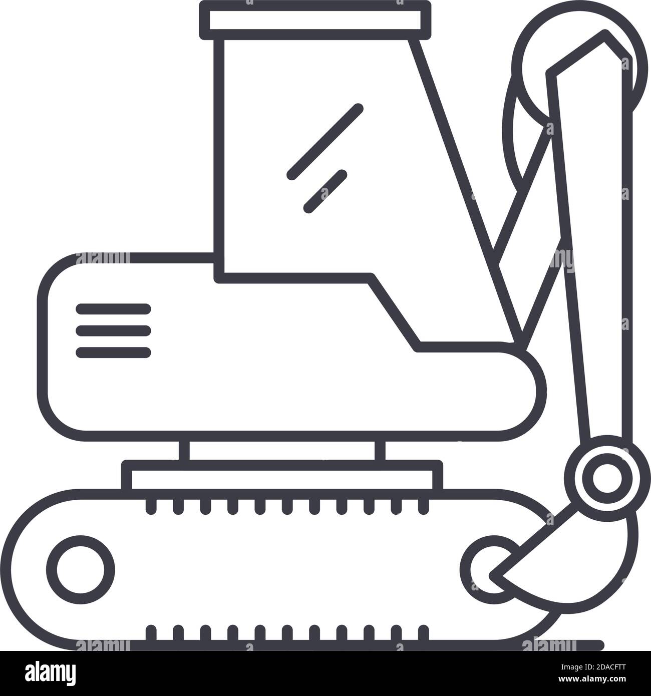 Backhoe icon, linear isolated illustration, thin line vector, web ...