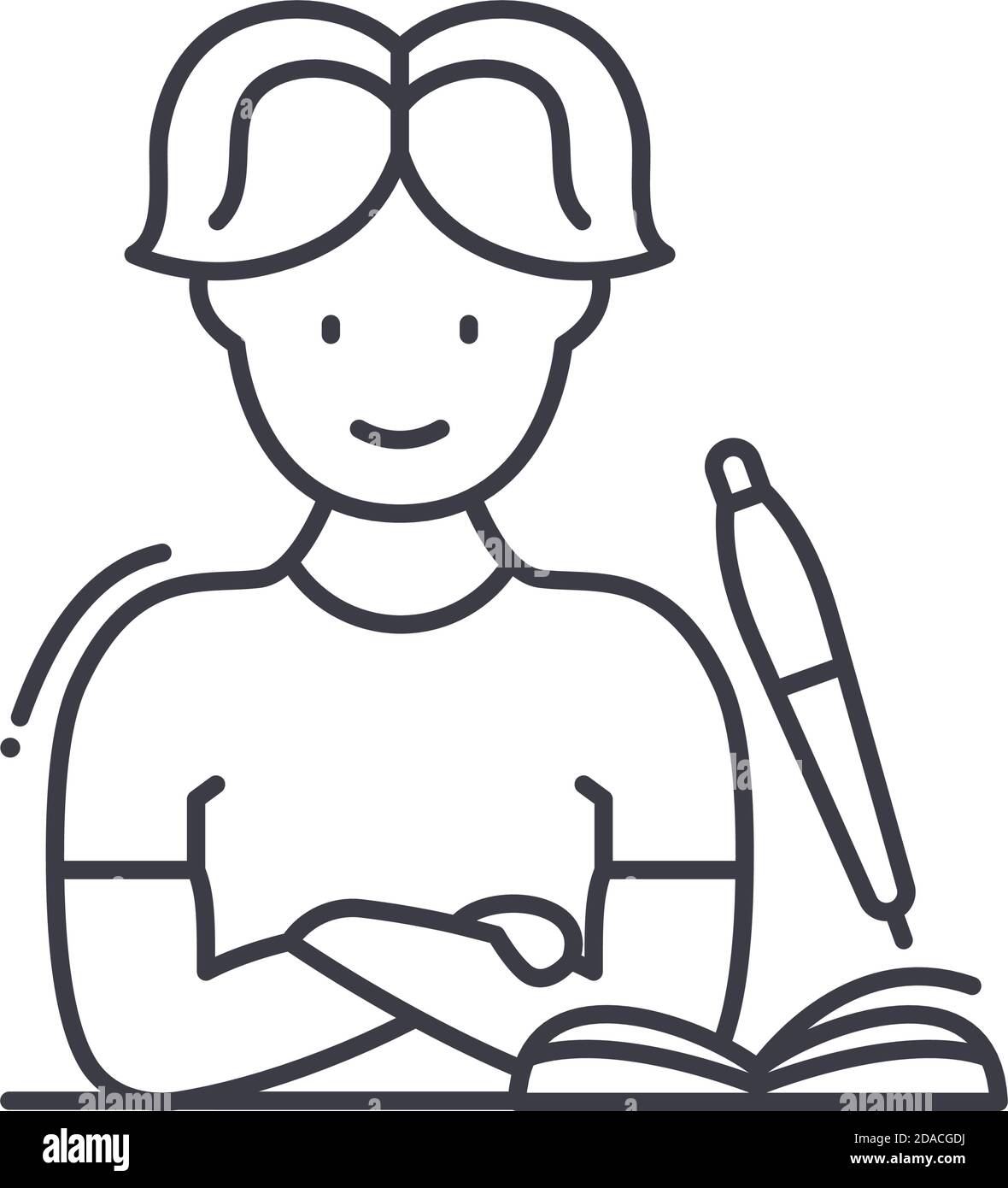 Author icon, linear isolated illustration, thin line vector, web design ...