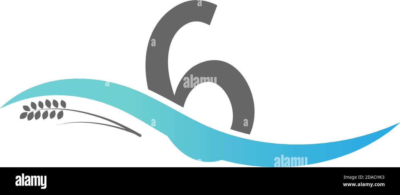 Icon logo number 6 drop into the water illustration Stock Vector Image ...