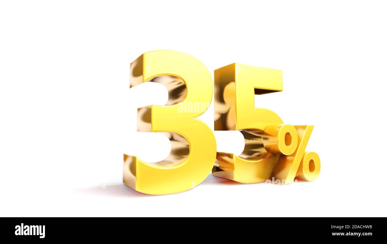 35% Golden symbol , 3D render Stock Photo - Alamy