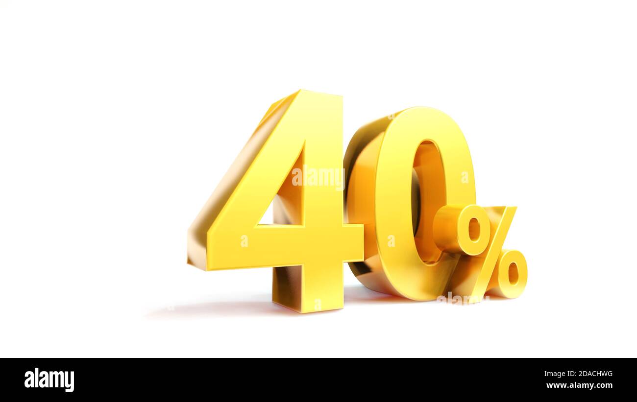 40% Golden symbol , 3D render Stock Photo - Alamy