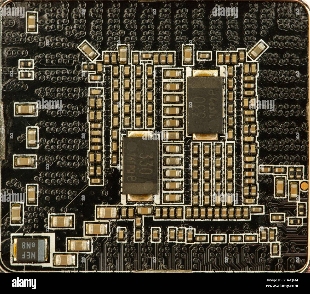 various chips on a textolite video card board for a modern desktop ...