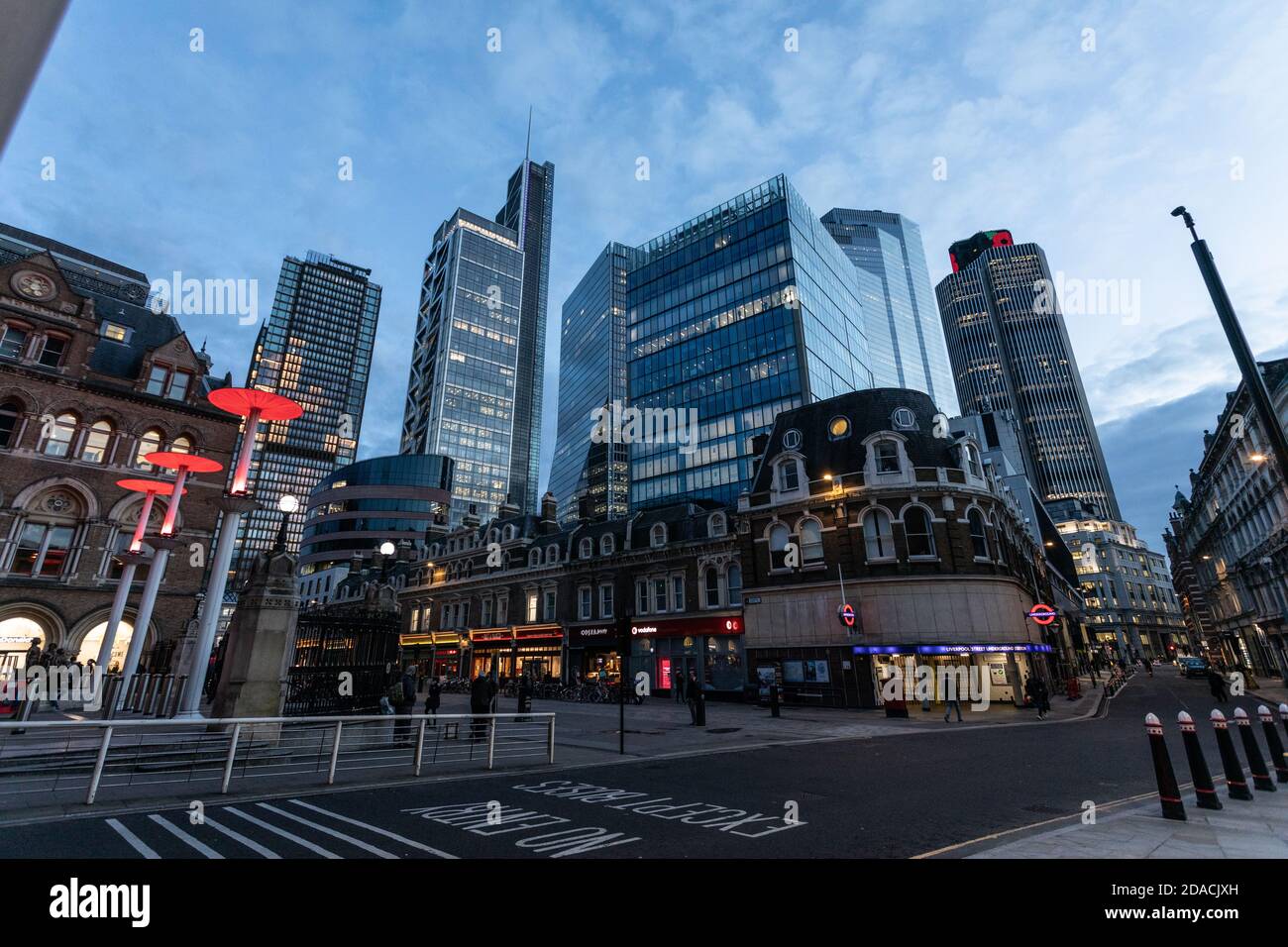 City of London Liverpool Street at Night Stock Photo - Alamy