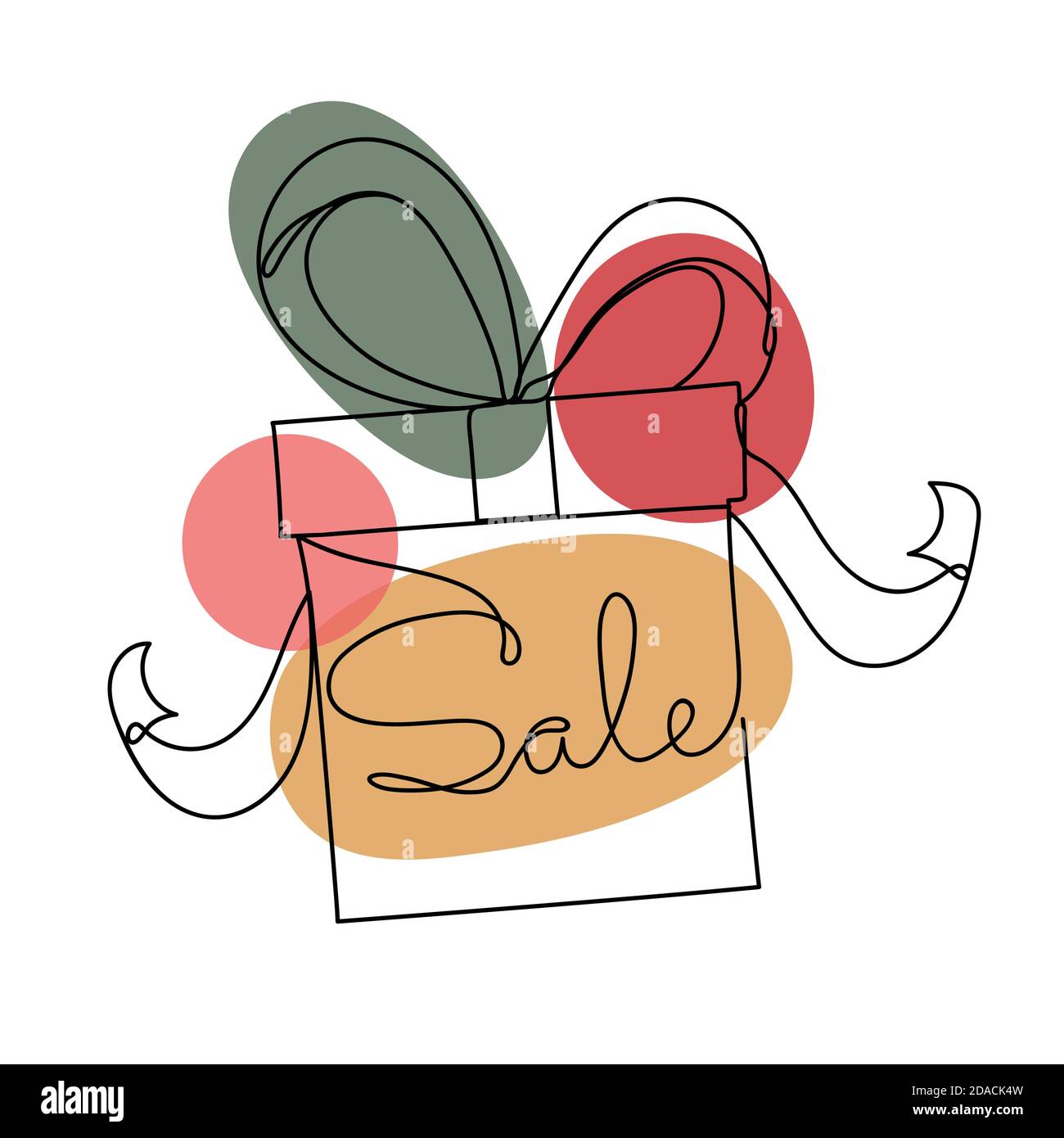 Christmas gift in a hand drawn linear style Stock Vector Image & Art ...