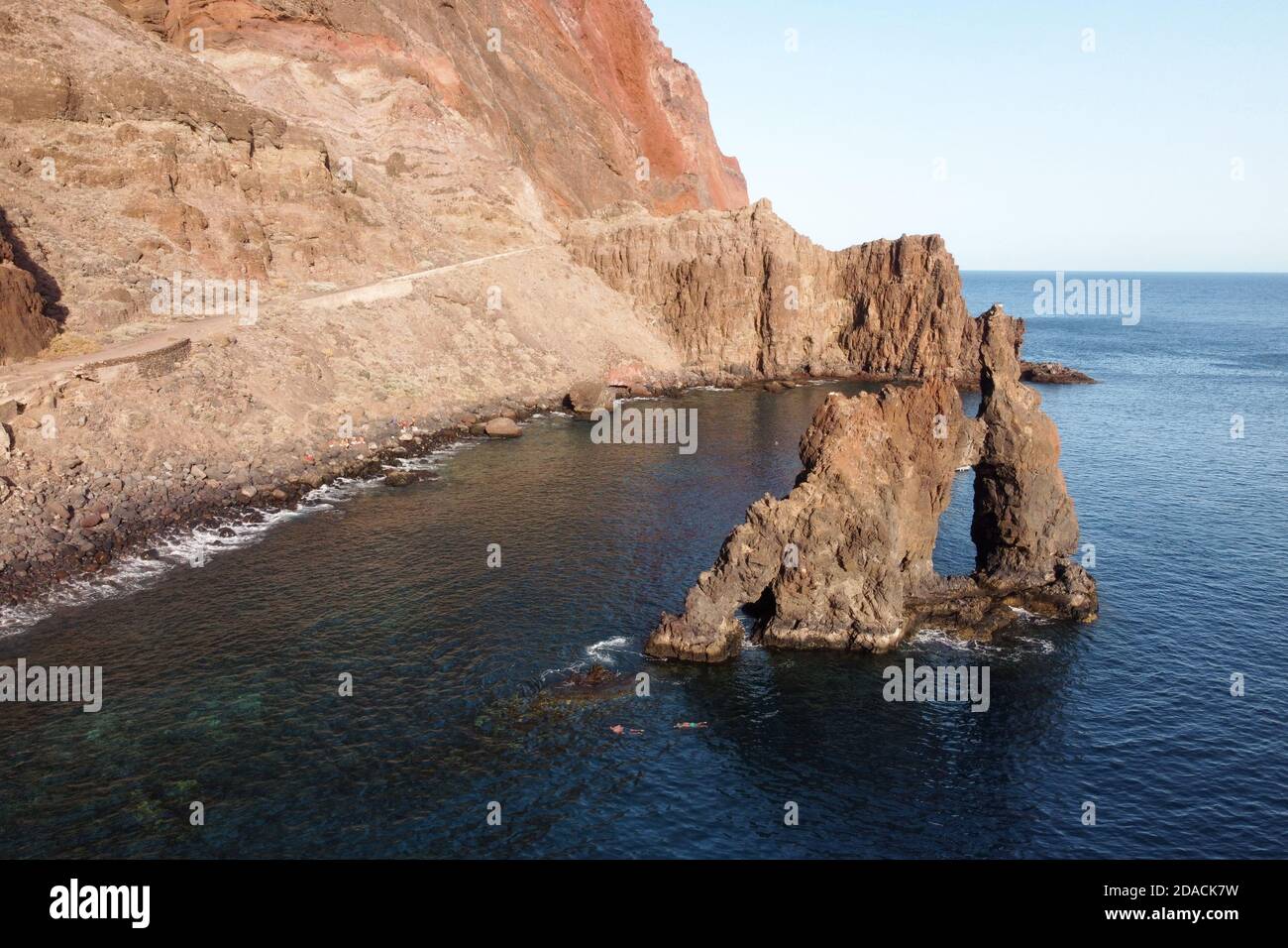 Natural Volcanic stone arch, Roque de Bonanza in El Hierro island ...