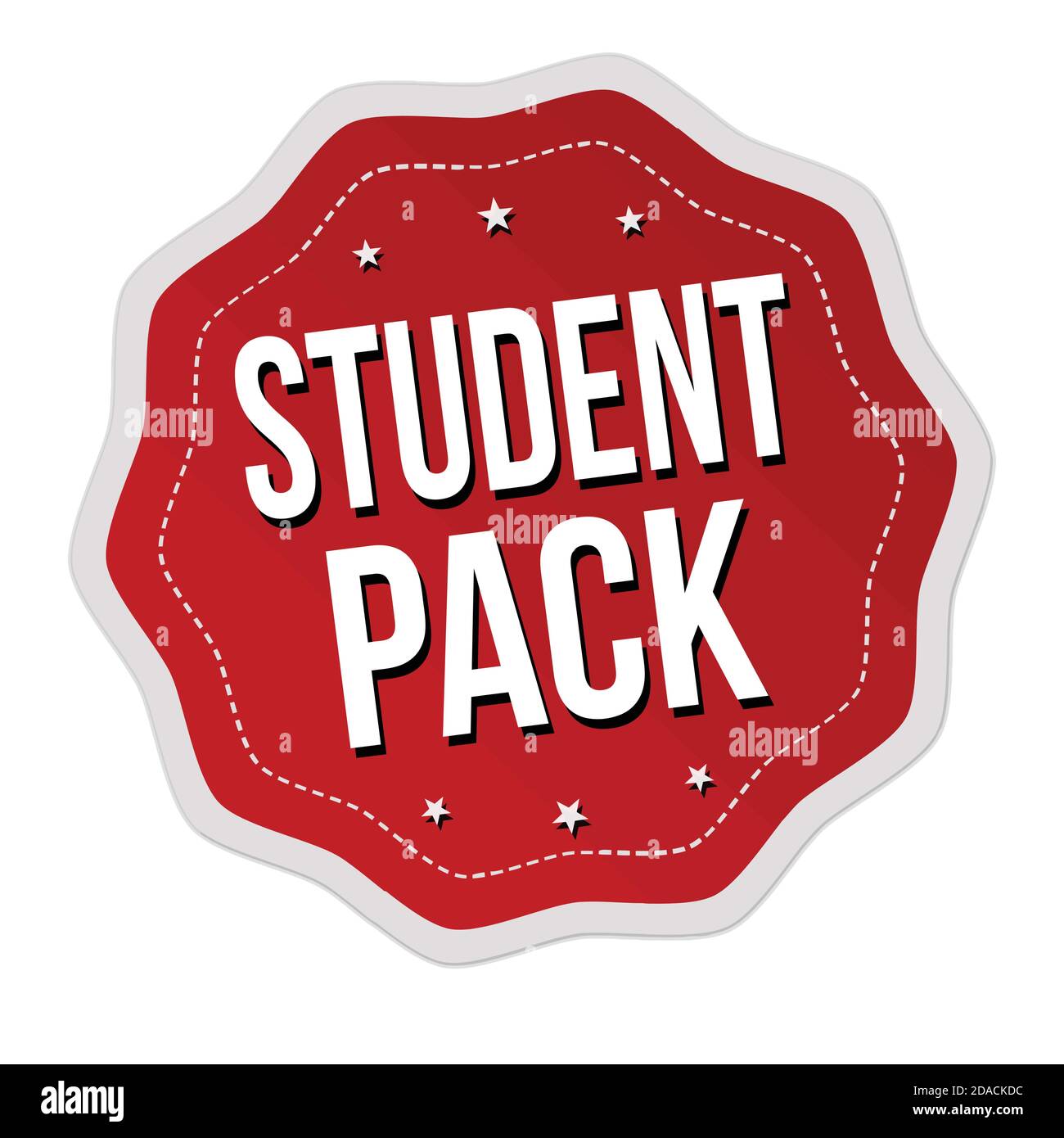 Student pack label or sticker on white background, vector illustration ...