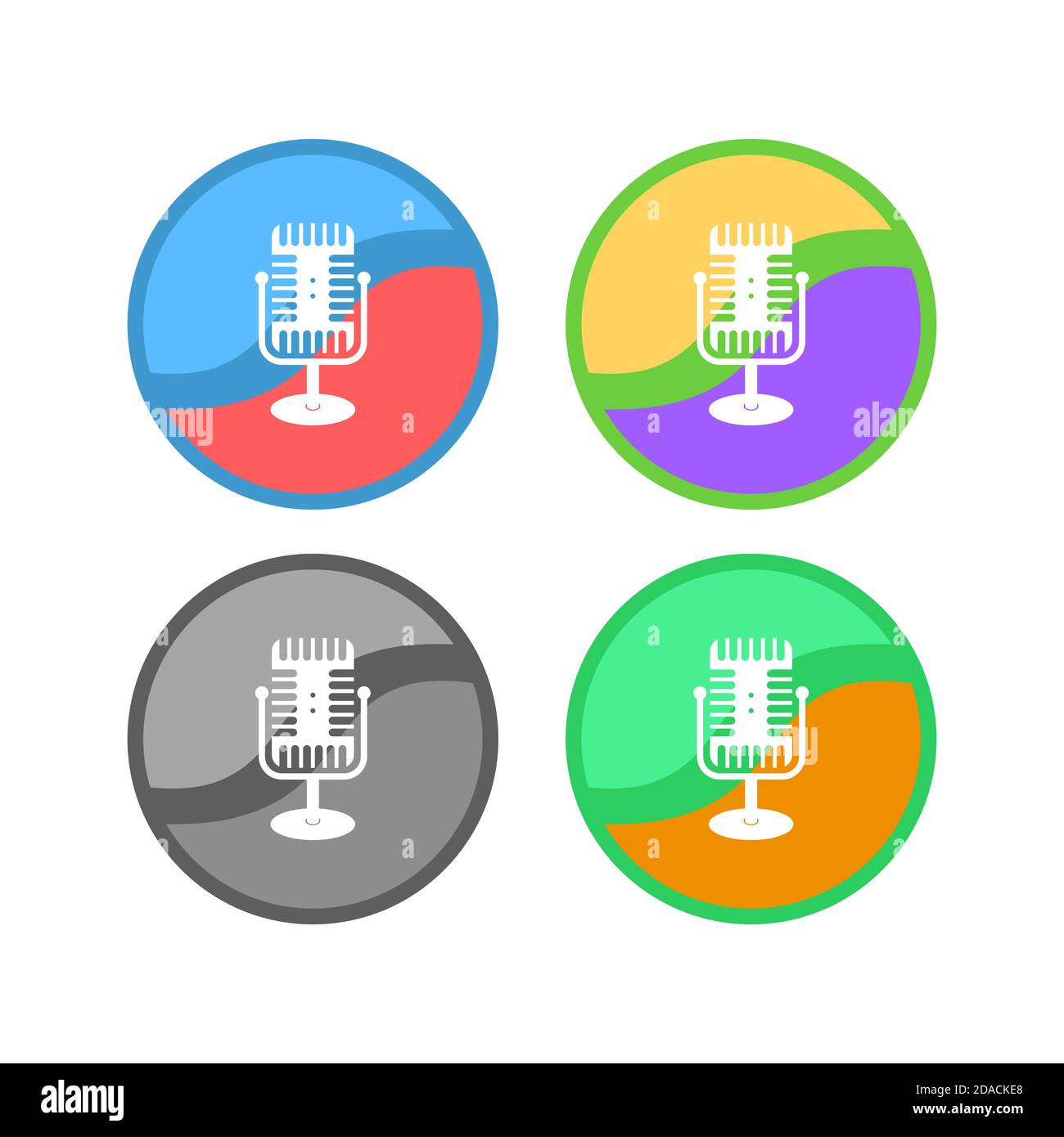 Retro Microphone Icon Set Isolated on White Background Stock Photo - Alamy