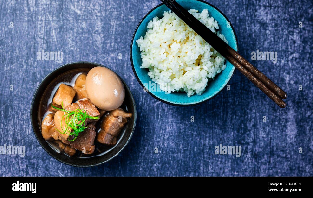 Asian Pork Belly with rice Stock Photo - Alamy