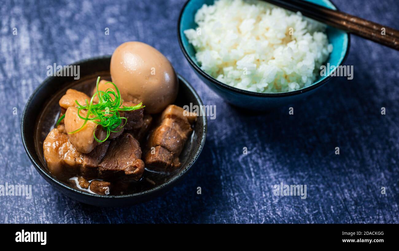 Asian Pork Belly with rice Stock Photo - Alamy