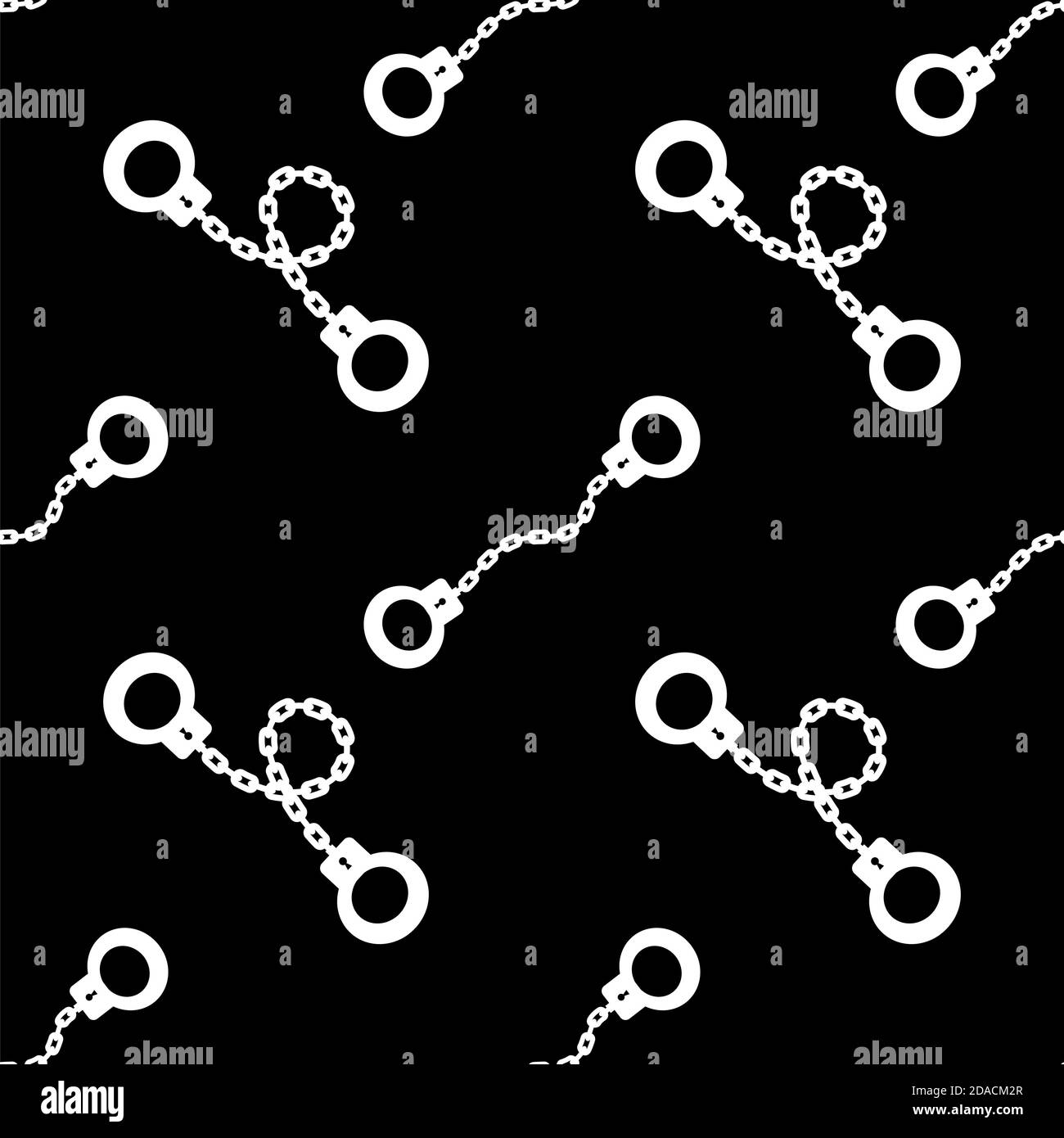 White Metal Handcuffs Seamless Pattern Isolated on Black Background ...