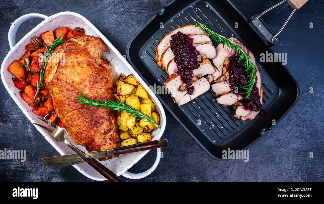 Overhead roasted thanksgiving turkey hi-res stock photography and ...