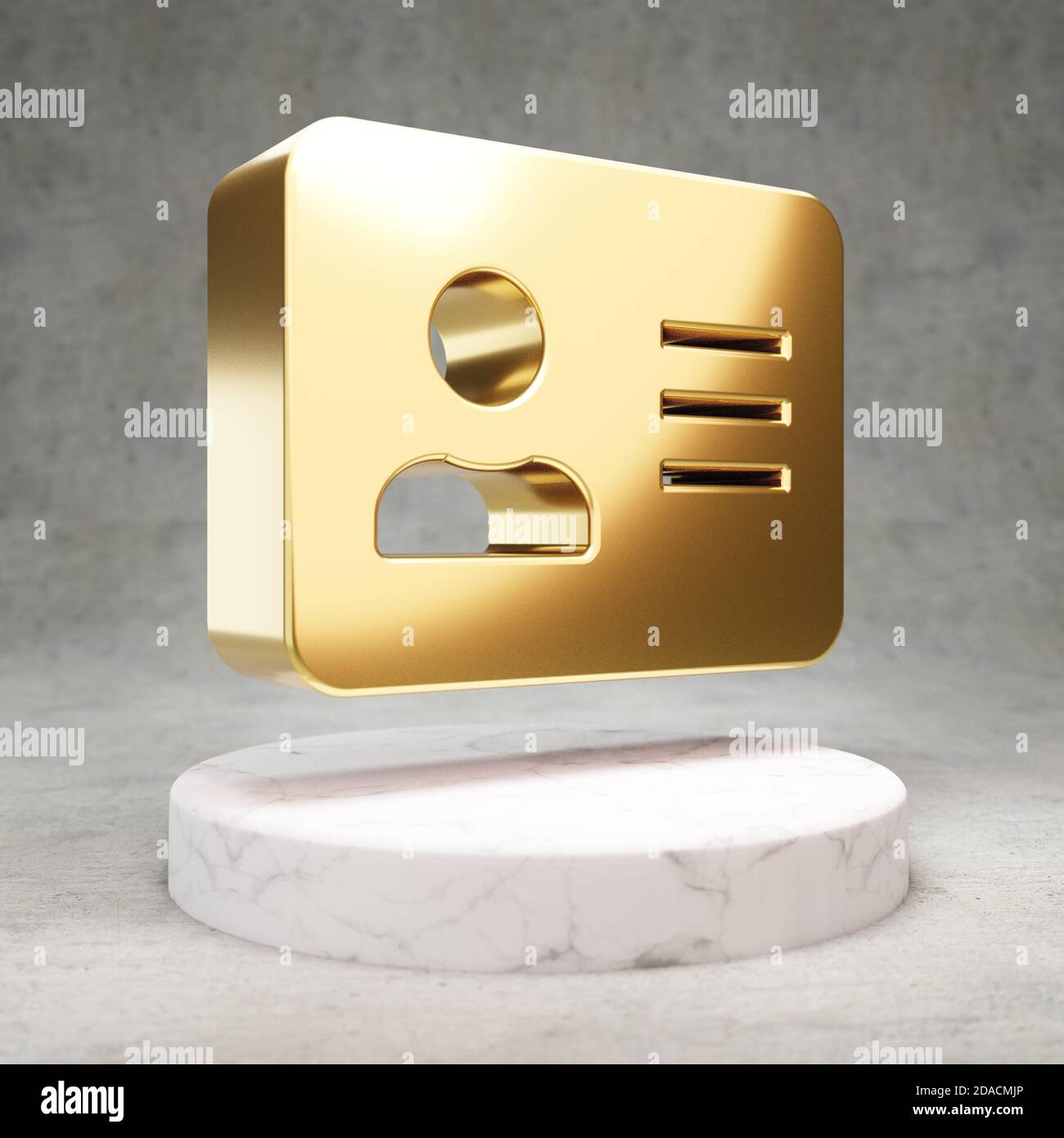 Address Card icon. Gold glossy Address Card symbol on white marble ...