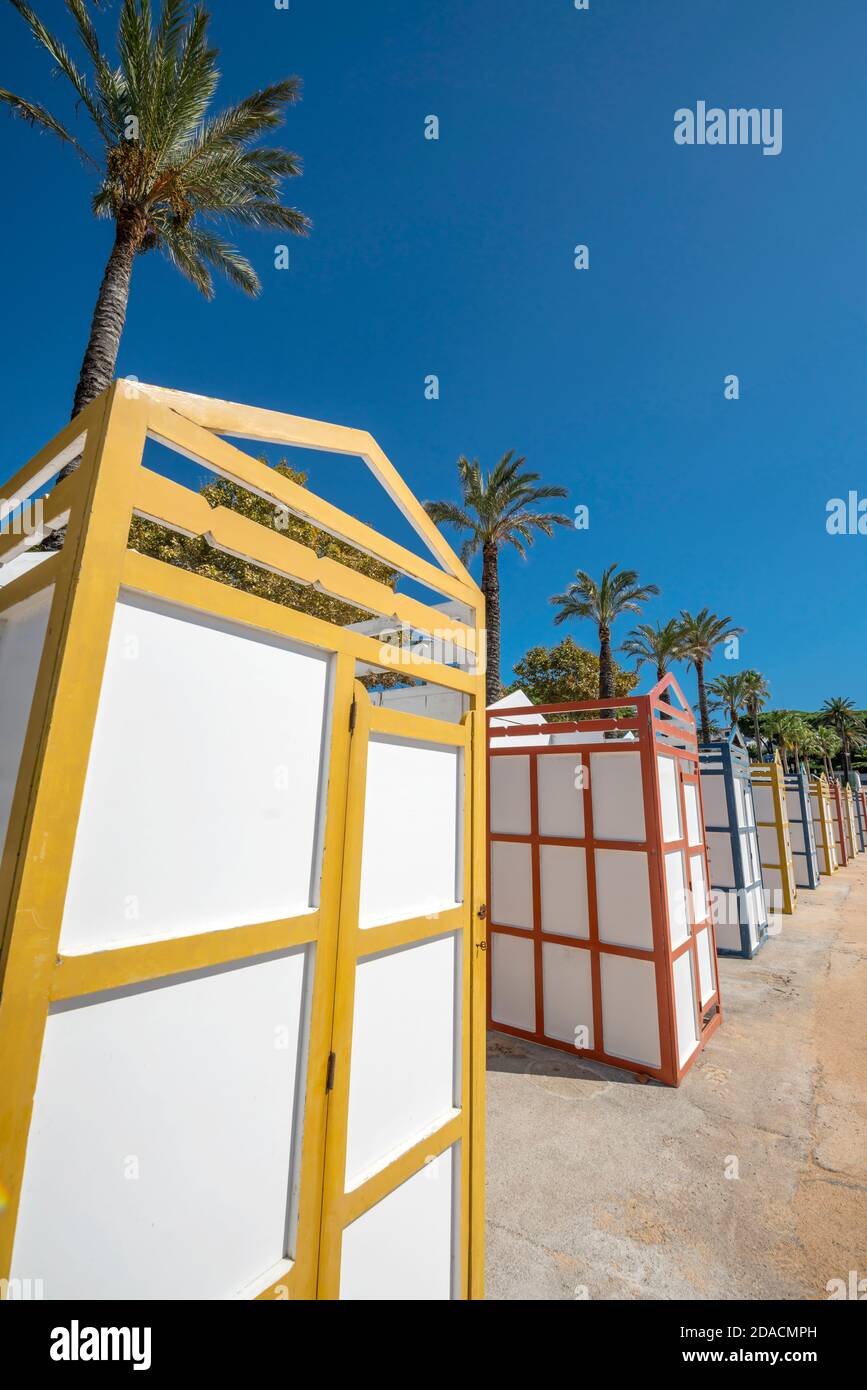 TRADITIONAL WOODEN BATHING HUTS PLAYA S’AGARO COSTA BRAVA CATALONIA ...