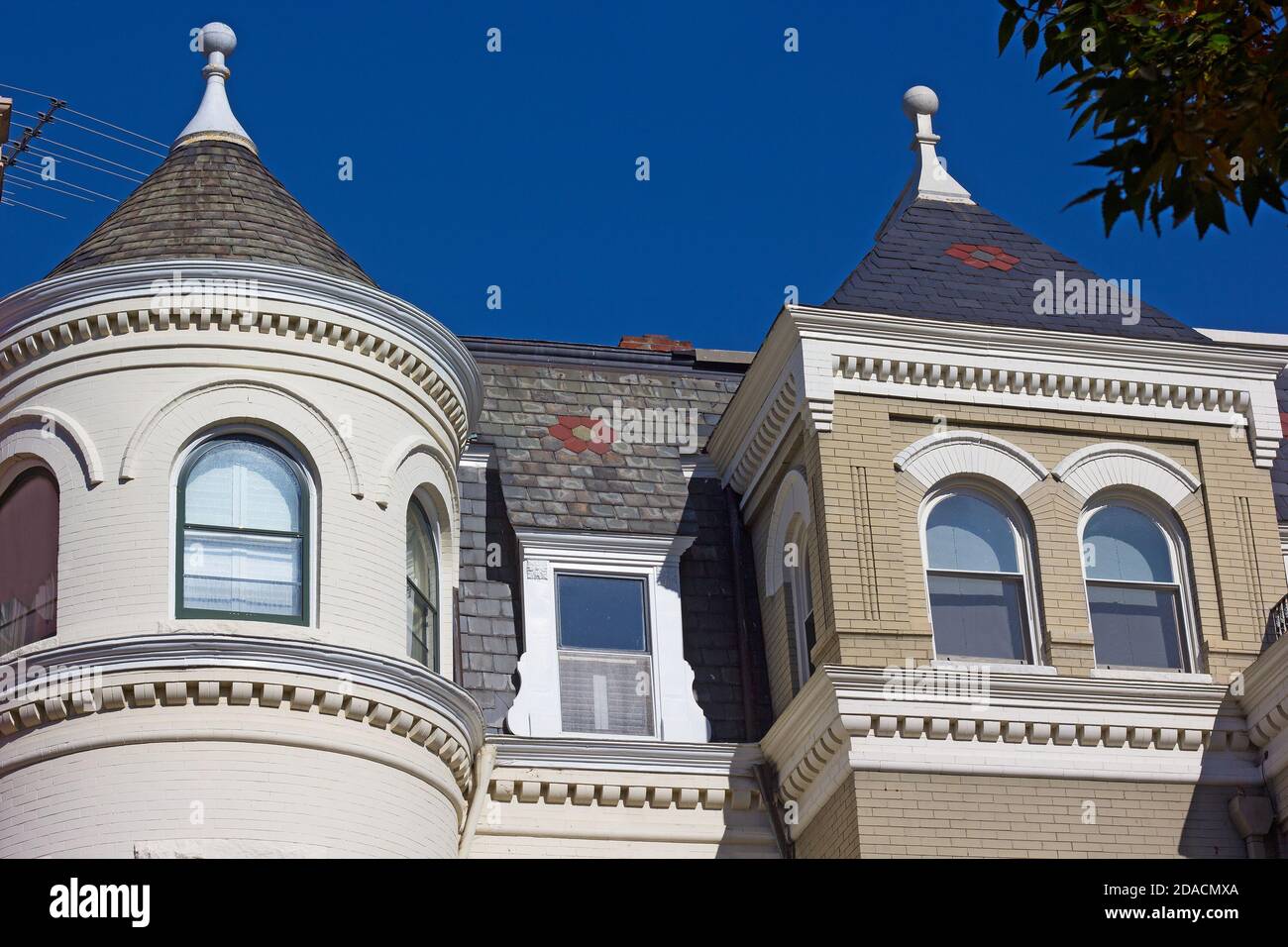 Meticulously maintained facades of historic townhouses in Washington DC ...