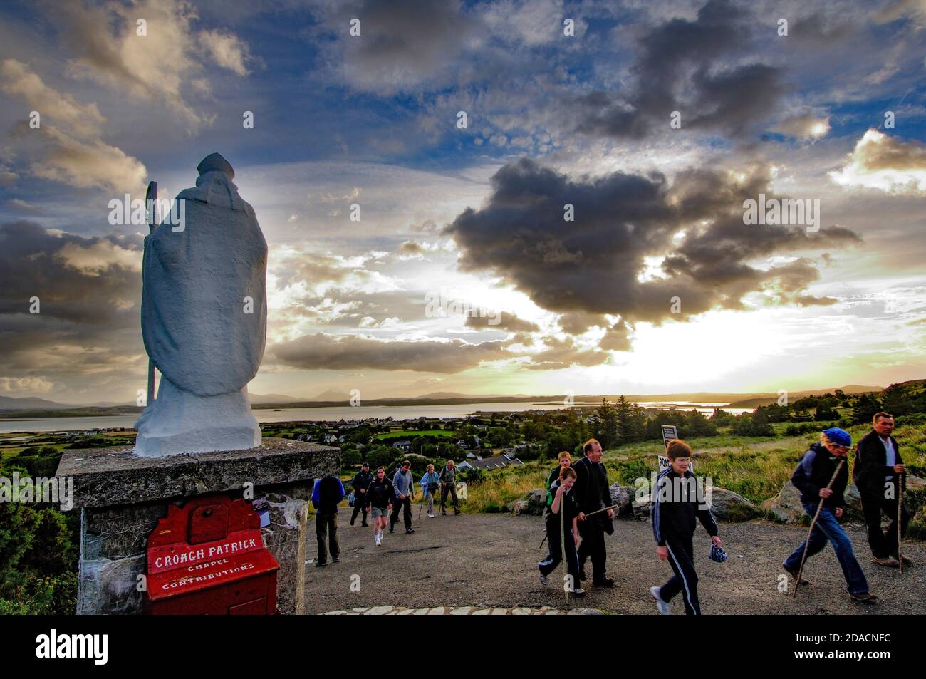 Croagh Patrick Reek. Pilgrims at the start of their journey to the top ...