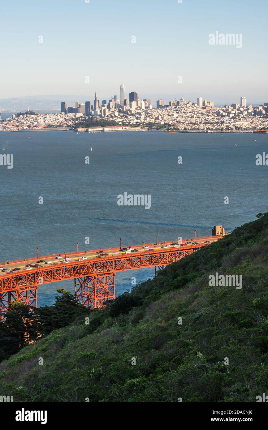 Beautiful different view of San Francisco city on a sunny day with ...