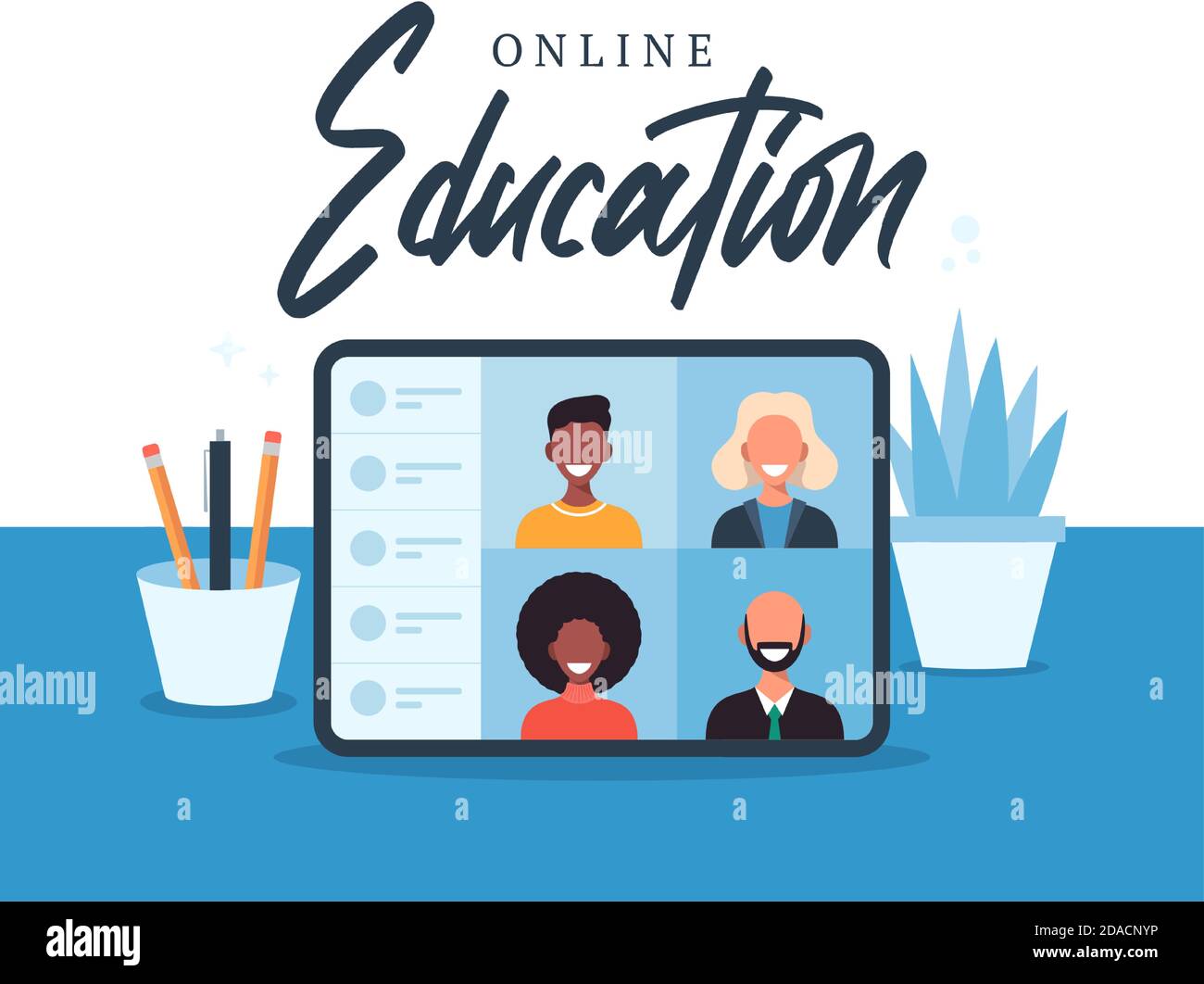 online education, e-learning, online course concept, home school vector ...