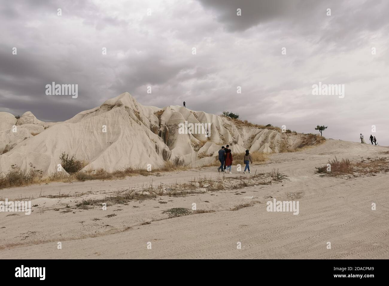 Red Valley sunset point on overcast evening in Cappadocia, Turkey Stock ...