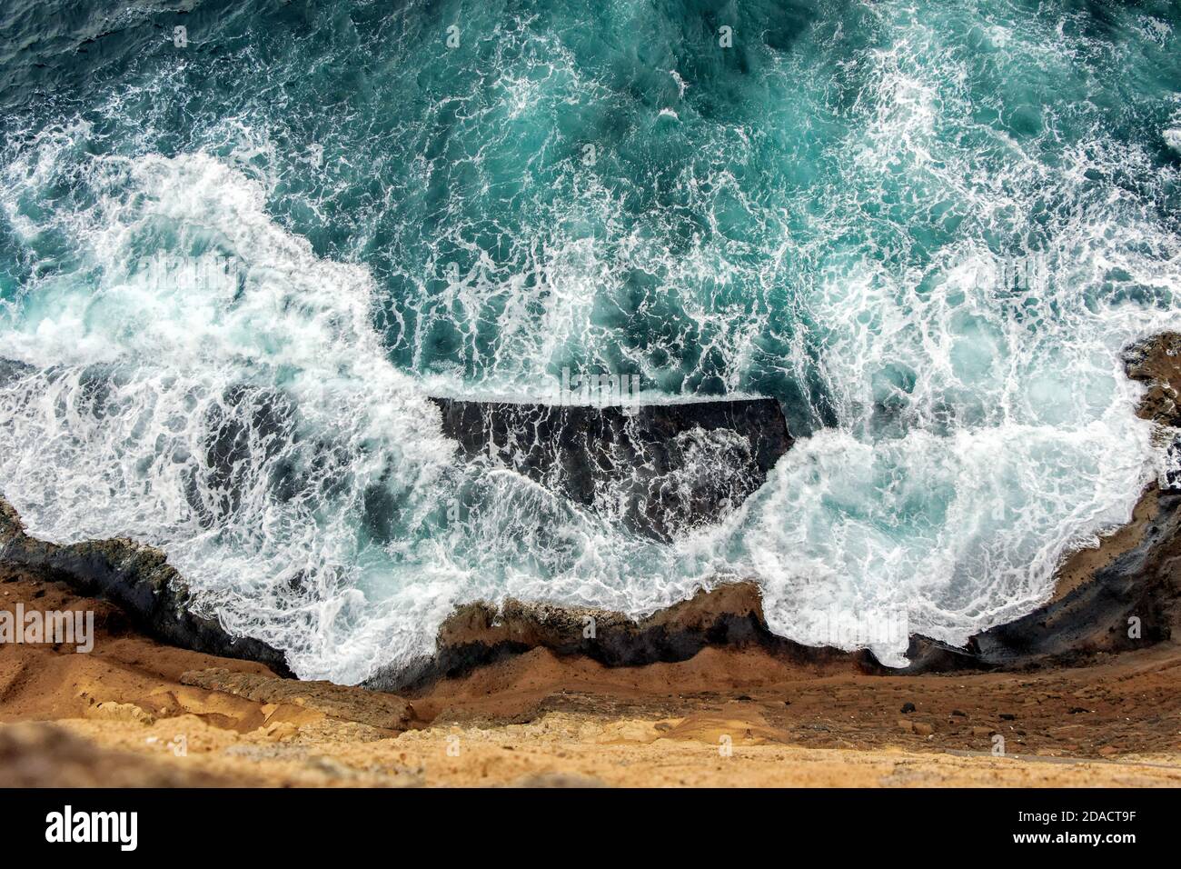 Aerial View Of Ocean Waves On Cliff Stock Photo - Alamy