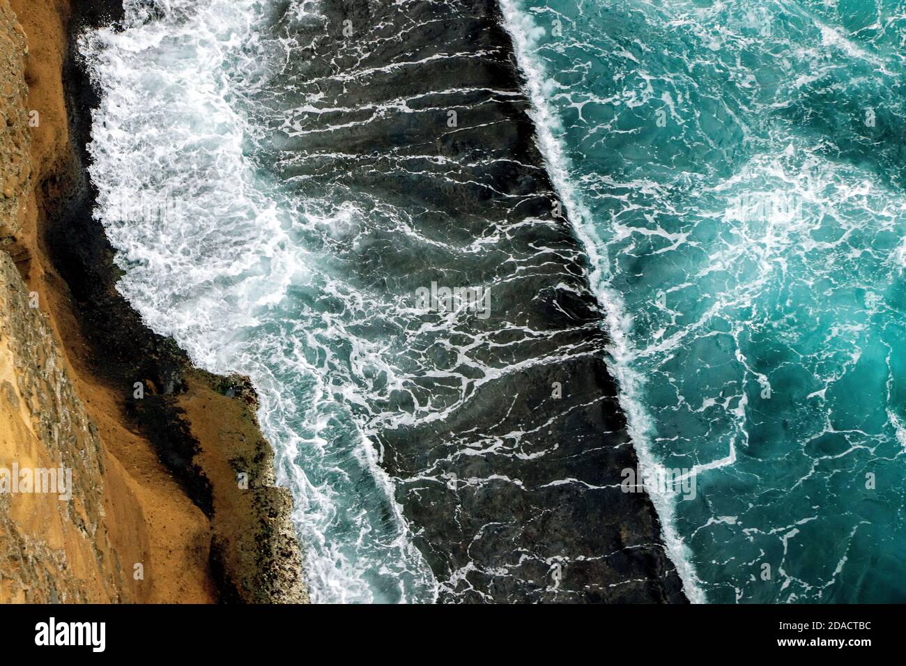 Aerial View Of Ocean Waves On Cliff Stock Photo - Alamy