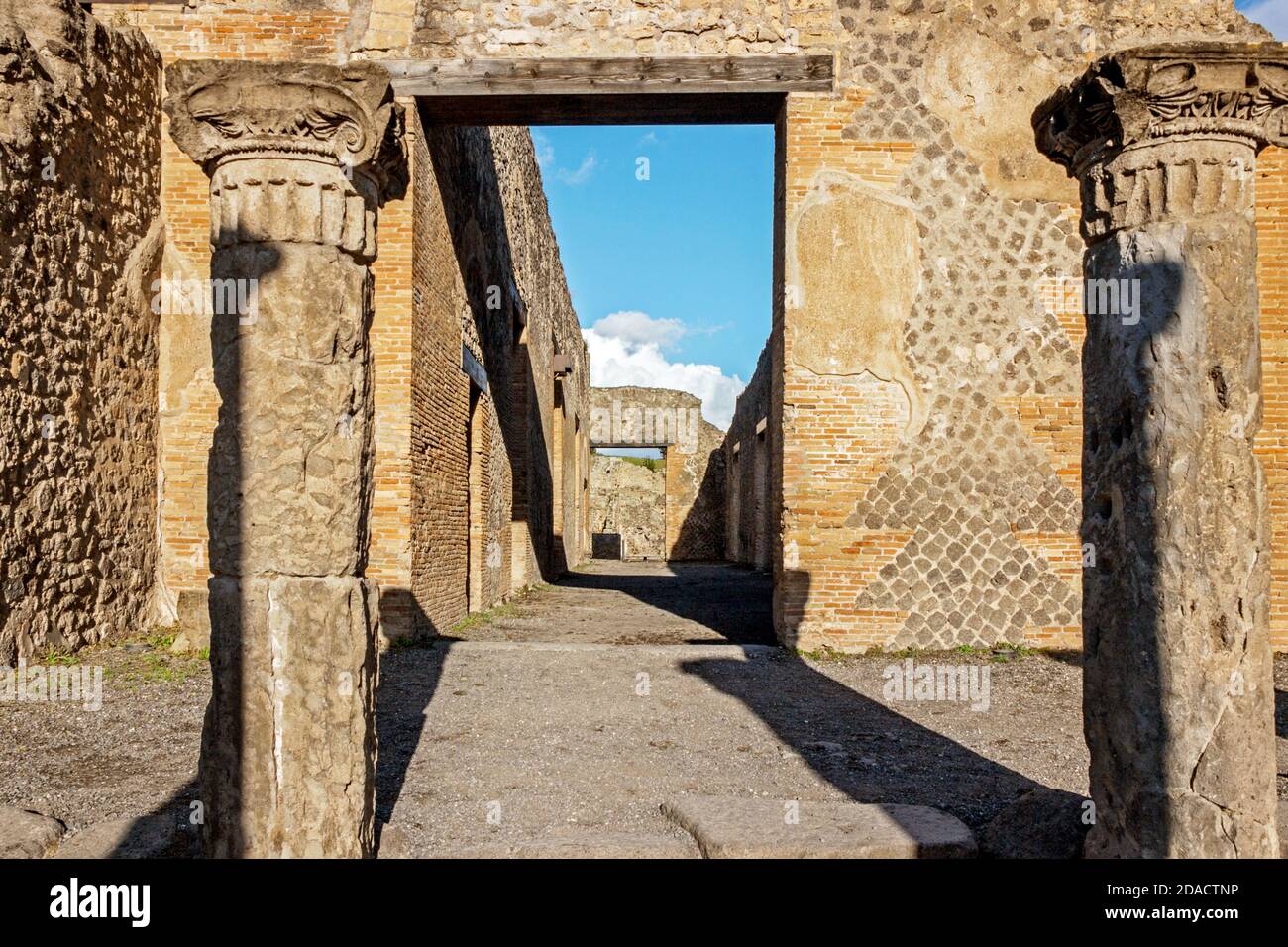 ancient column ruins in Pompeii city Italy Stock Photo - Alamy