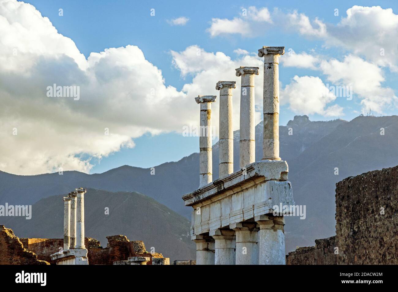 ancient column ruins in Pompeii city Italy Stock Photo - Alamy