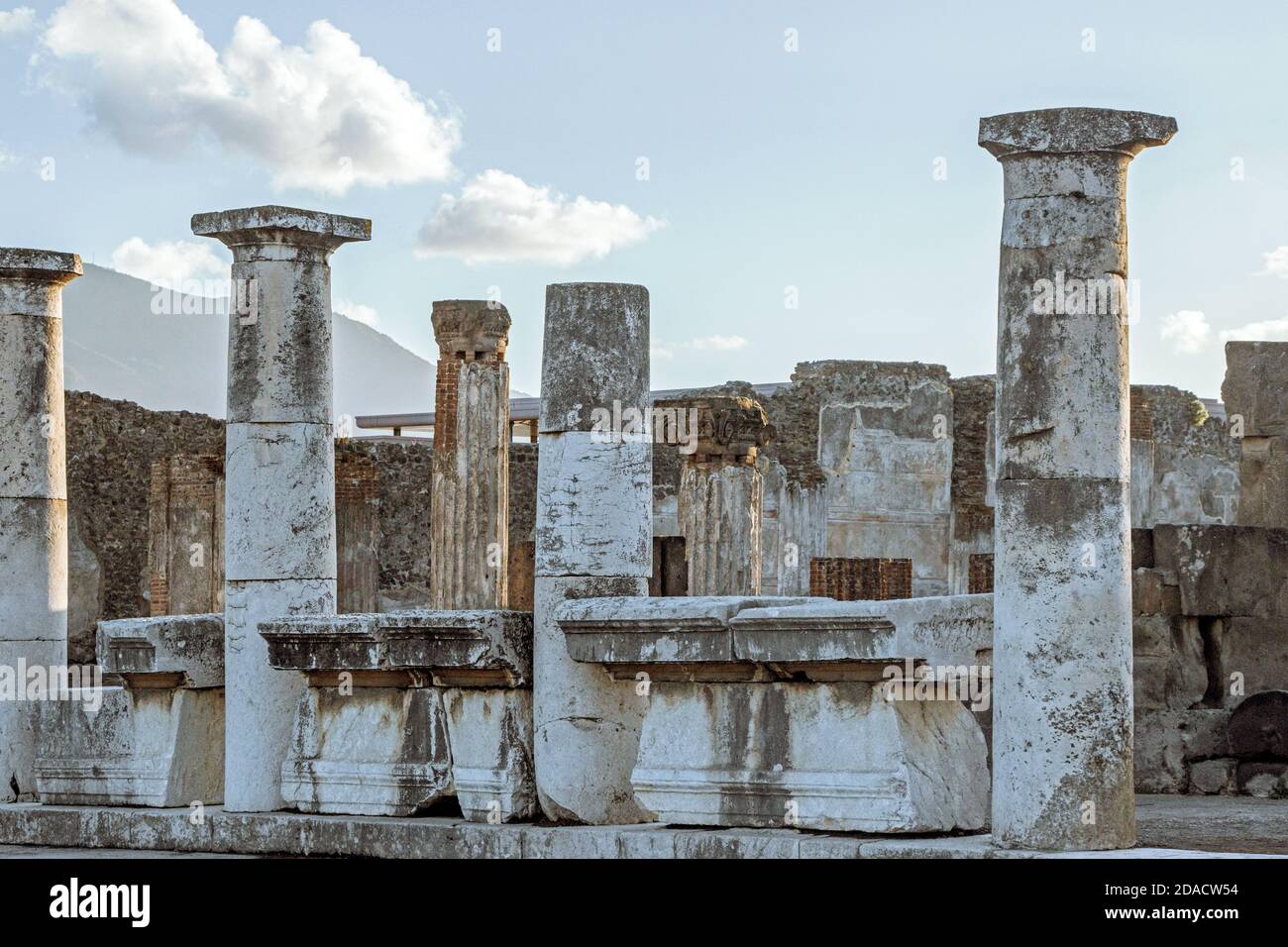 ancient column ruins in Pompeii city Italy Stock Photo - Alamy