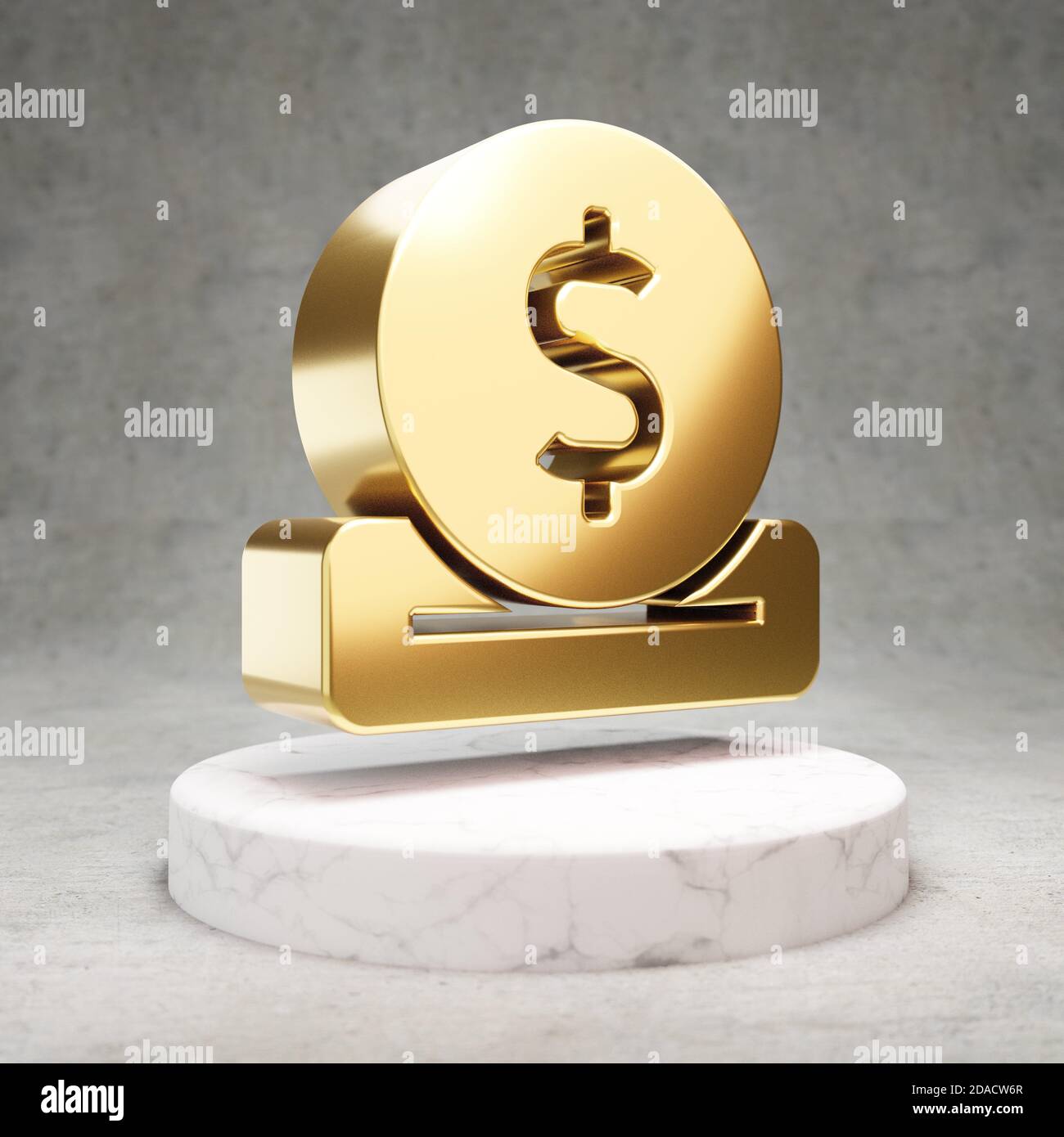 Donate icon. Gold glossy Donate symbol on white marble podium. Modern ...
