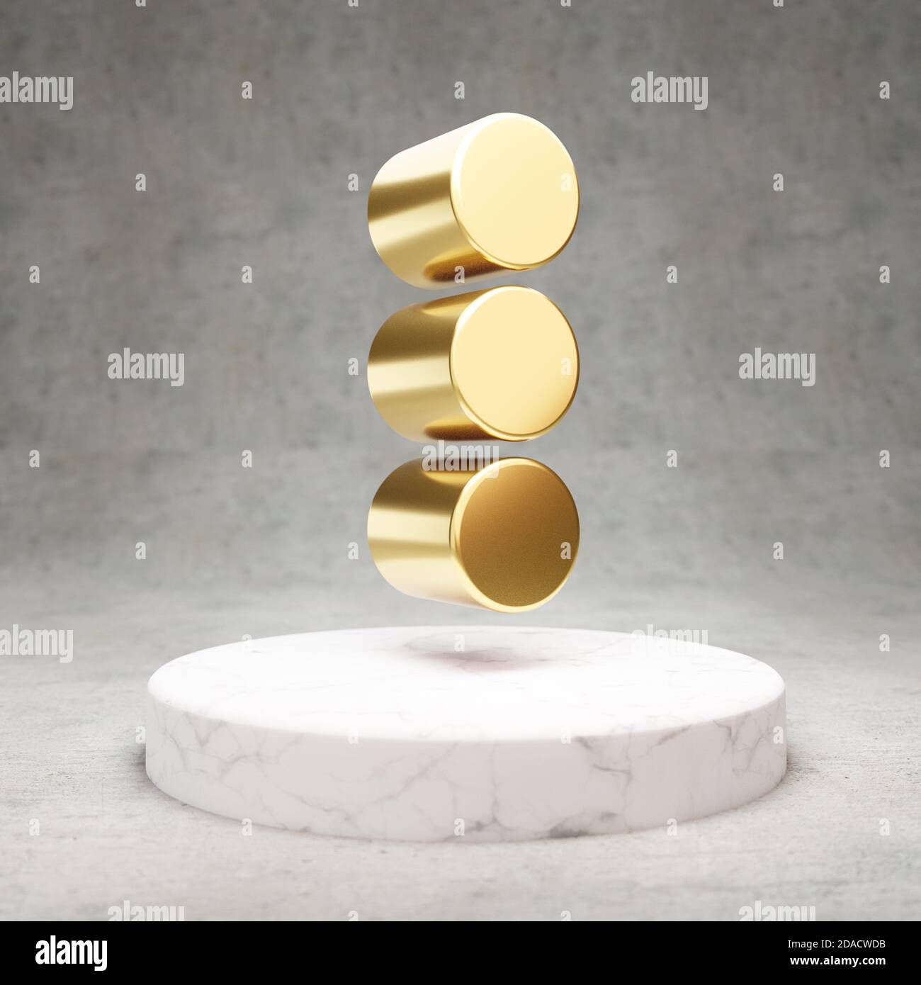 Elipsis Vertical icon. Gold glossy Elipsis Vertical symbol on white ...
