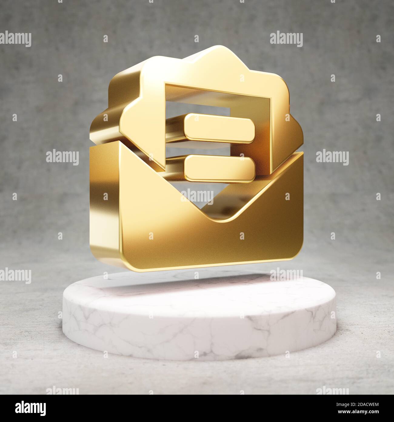 Envelope Open Text icon. Gold glossy Envelope Open Text symbol on white ... Envelope Open Text icon. Gold glossy Envelope Open Text symbol on white ...