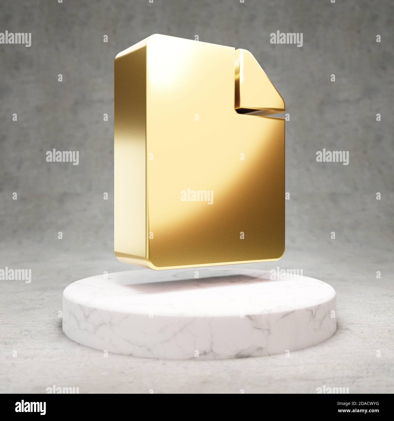 File icon. Gold glossy File symbol on white marble podium. Modern icon ...