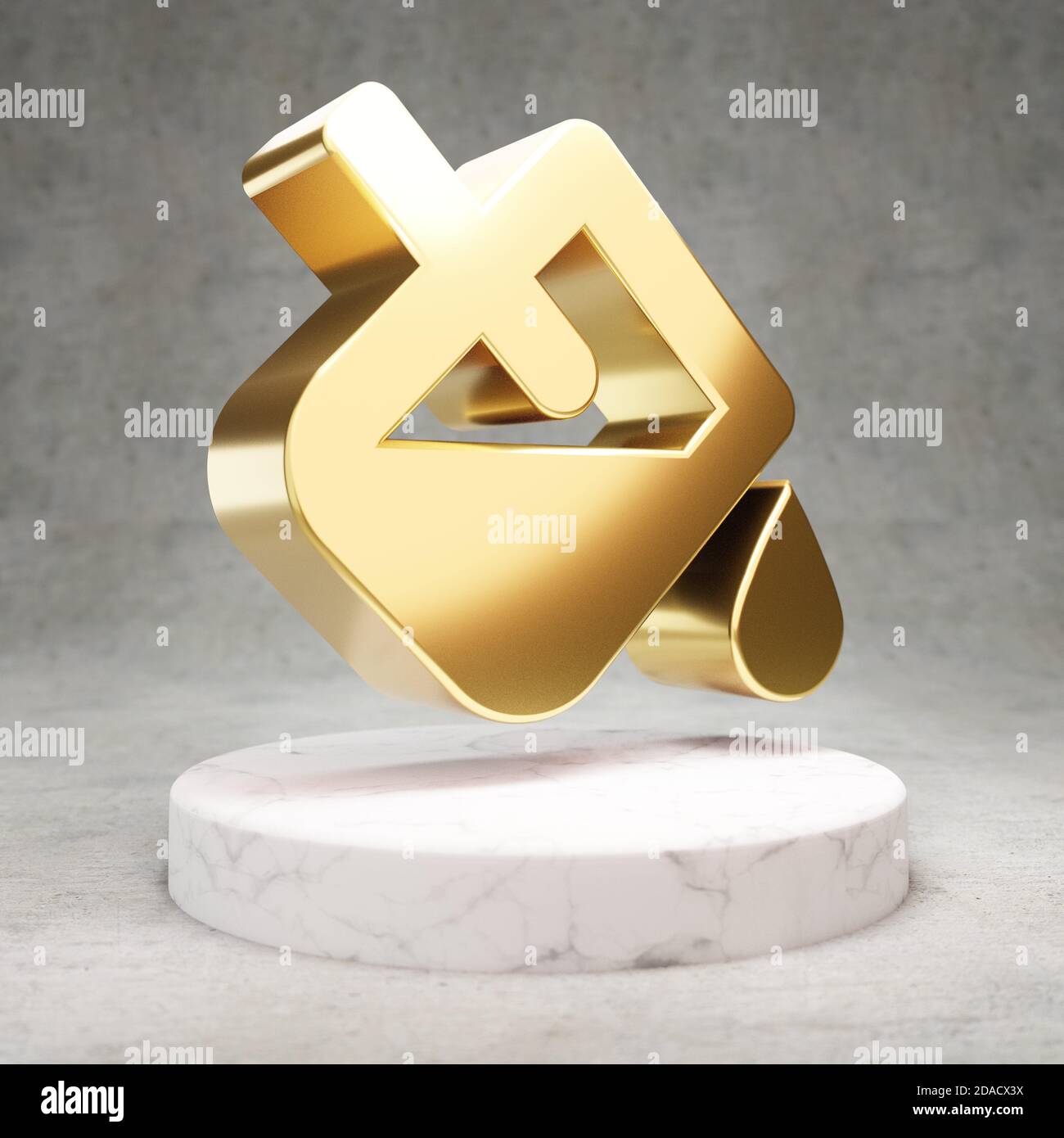 Fill Drip icon. Gold glossy Fill Drip symbol on white marble podium ...
