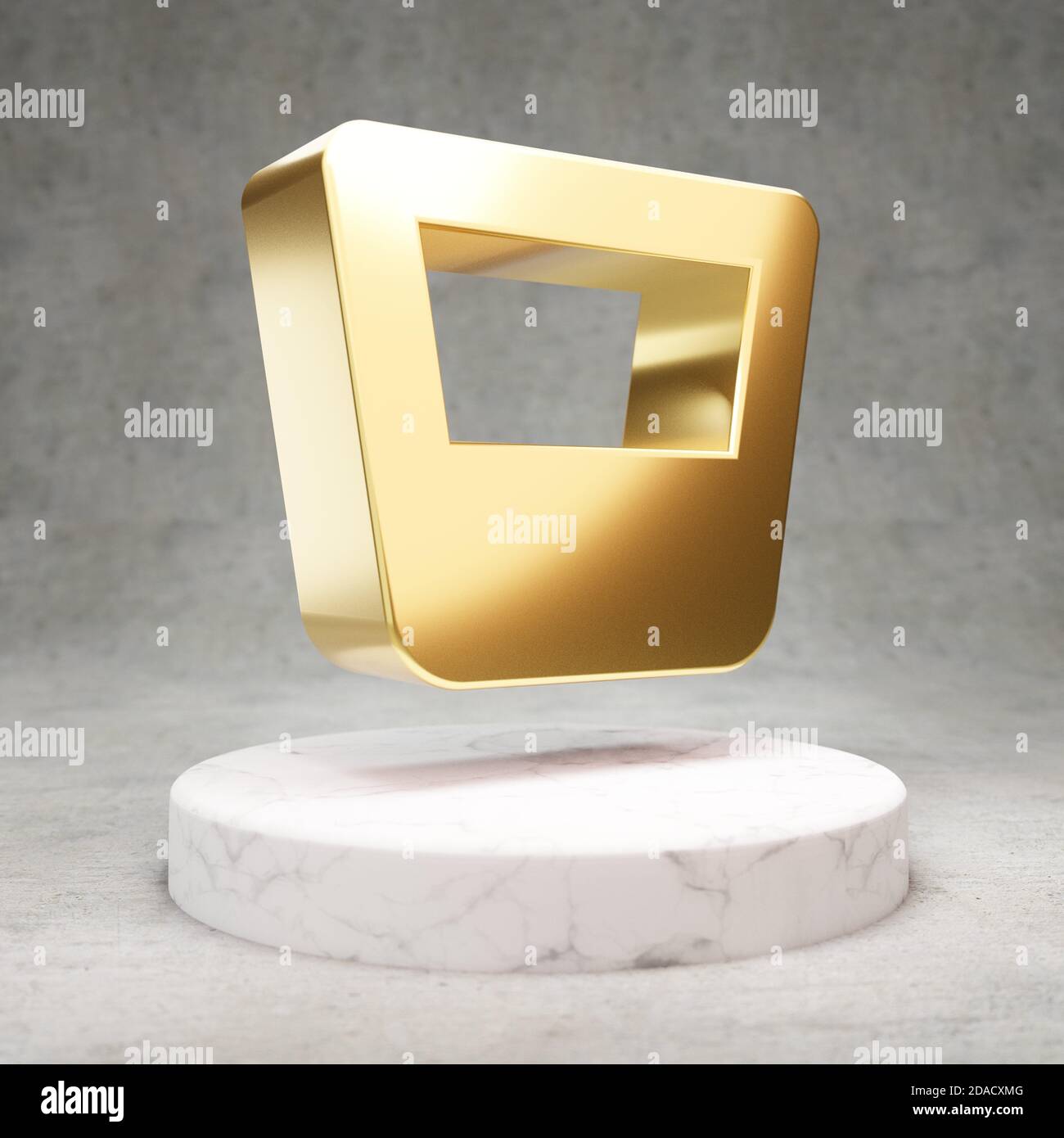 Whiskey Glass icon. Gold glossy Whiskey Glass symbol on white marble ...