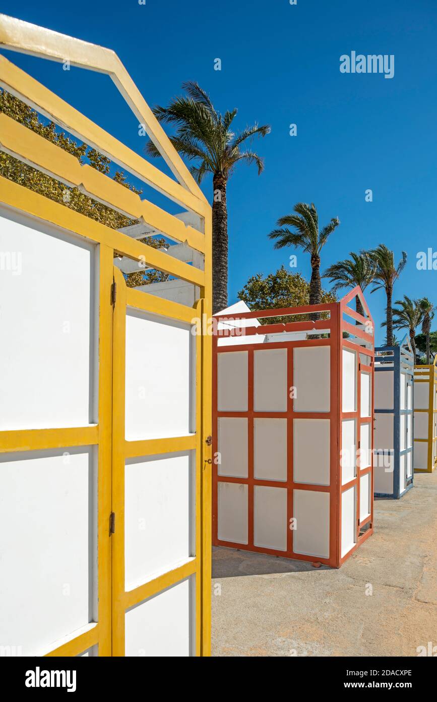 TRADITIONAL WOODEN BATHING HUTS PLAYA S’AGARO COSTA BRAVA CATALONIA ...